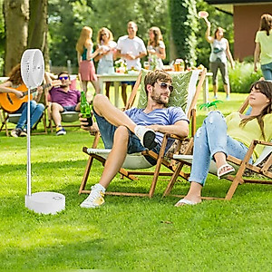 AirCover 2021 8-Inch Foldaway Oscillating Fan with Remote Control, 3-Speed, Cordless Rechargeable Standing Portable Pedestal Fan, 7200mAh Battery Operated Fan for Home Office Outdoor Camping Travel