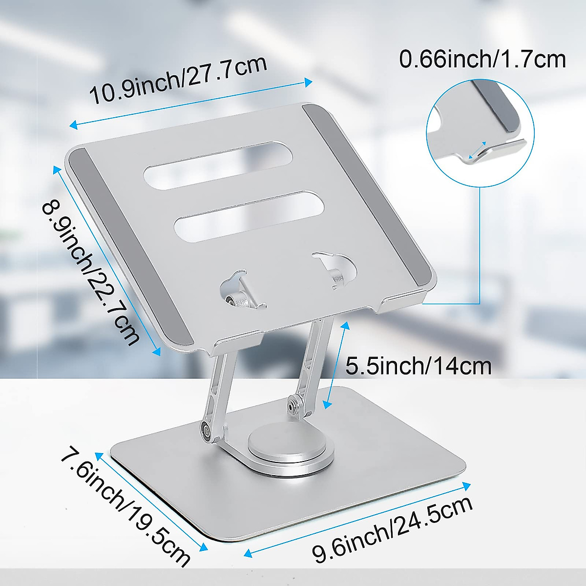 Laptop Stand 360 Swivel Adjustable - Portable Foldable Ergonomic Aluminum Laptops Holder for Office Work from Home Gifts Compatible with 10 to 17 Inch All MacBook Pro Lenovo HP Notebook Computer