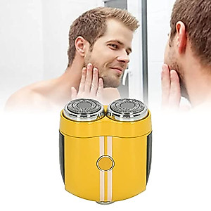 Electric Beard Trimmer, Zinc Alloy Mini Electric Shaver IPX7 Wet and Dry Dual Use for Traveling (Yellow)