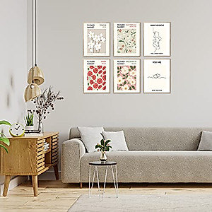 HoozGee Flower Market Poster Botanical Decor Minimalist Wall Art Prints Love Couple Theme Flower Line Poster Vintage Prints Canvas Wall Art Colorful Floral Wall Decor (8"x10" UNFRAMED)