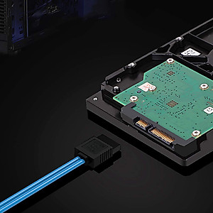 DaKuan Set of 12, Straight and 90 Degree Right-Angle SATA III Cable 6.0 Gbps with Locking Latch, SATA III Cable (6X Black, 6X Blue)