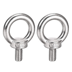 uxcell - a11102500ux0167 Lifting Eye Bolt M10 x 15mm Male Thread 304 Stainless Steel for Hanging, Pack of 2 Silver Tone