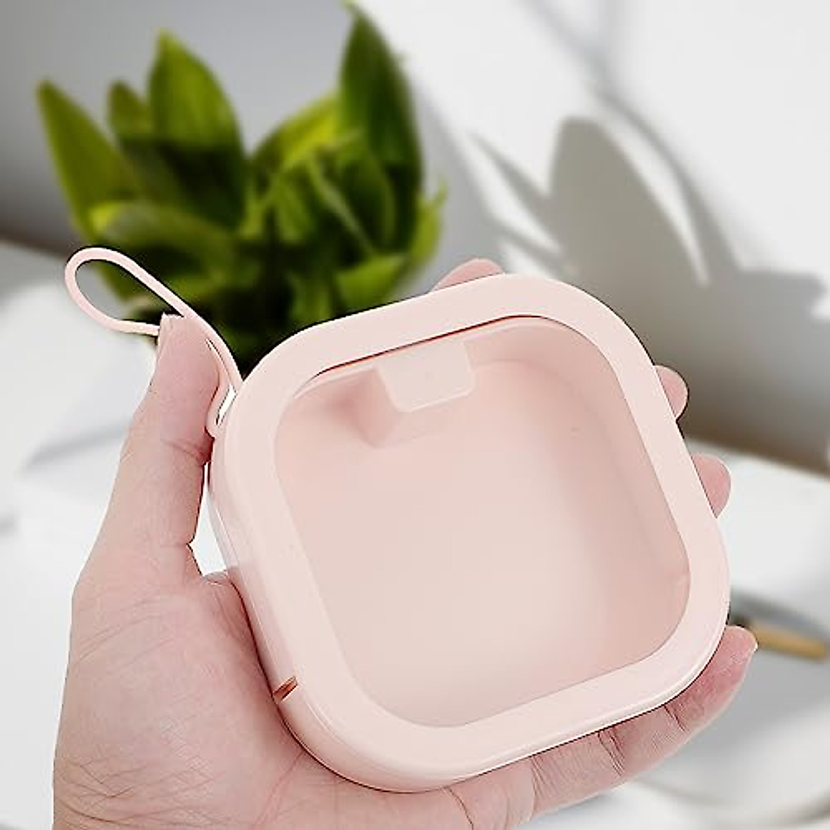 4Pcs Hair Tie Organizer,Portable Hair Tie Holder Organizer Containers Stackable Hair Ties Qtip Holder Travel Cotton Swab Dispenser Hair Accessories Organizer Box (Pink And White)