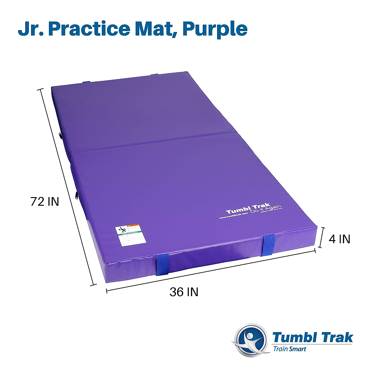 Tumbl Trak Junior Practice Mat, 3'x6'x4", Crash Mat for Gymnastics and Cheer, Landing Mat for Gymnastics Training, Purple