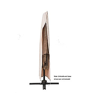 C-Hopetree Large Patio Umbrella Cover for 7ft to 11ft Offset Cantilever Outdoor Umbrellas, Waterproof, with Zipper and Rod, Beige