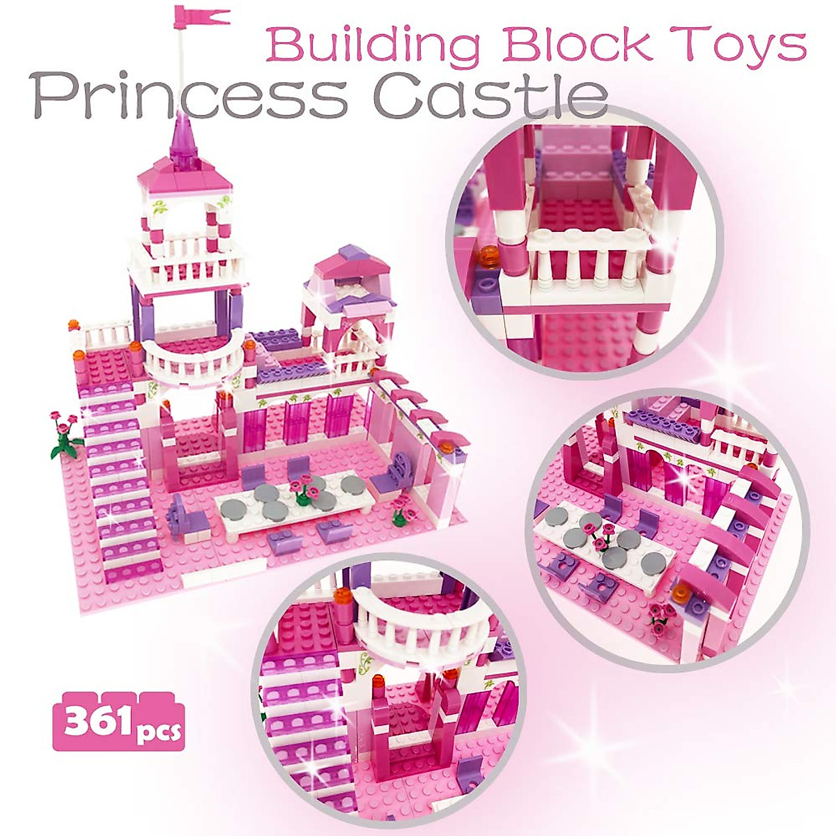 LEYI Girls Castle Building Blocks Toys for Girls 361 Pieces Princess Castle Construction Toys Set Building Bricks Toys for Kids Christmas Birthday Gift Education Building Blocks Toys