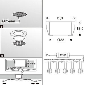 FVTLED WiFi Deck Lights Kit, 50pcs Low Voltage LED Step Lights Φ1.22 Waterproof Outdoor Recessed Stair LED Lights Work with Echo Alexa Google Home, RGB