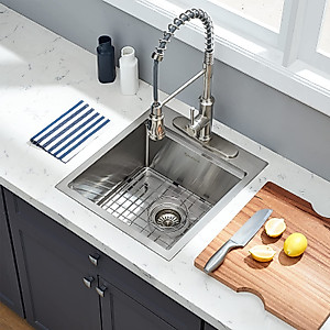 EcoChannels Kitchen Sink, 17 x 19 Inch Drop-in Bar Sink Stainless Steel Topmount Kitchen Sink Single Bowl Workstation Sink