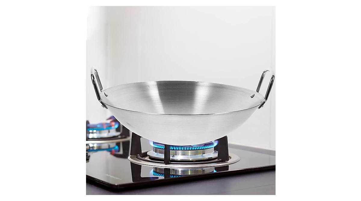 Hemoton 11 Inch Stainless Steel Wok - Perfect for Stir-frying