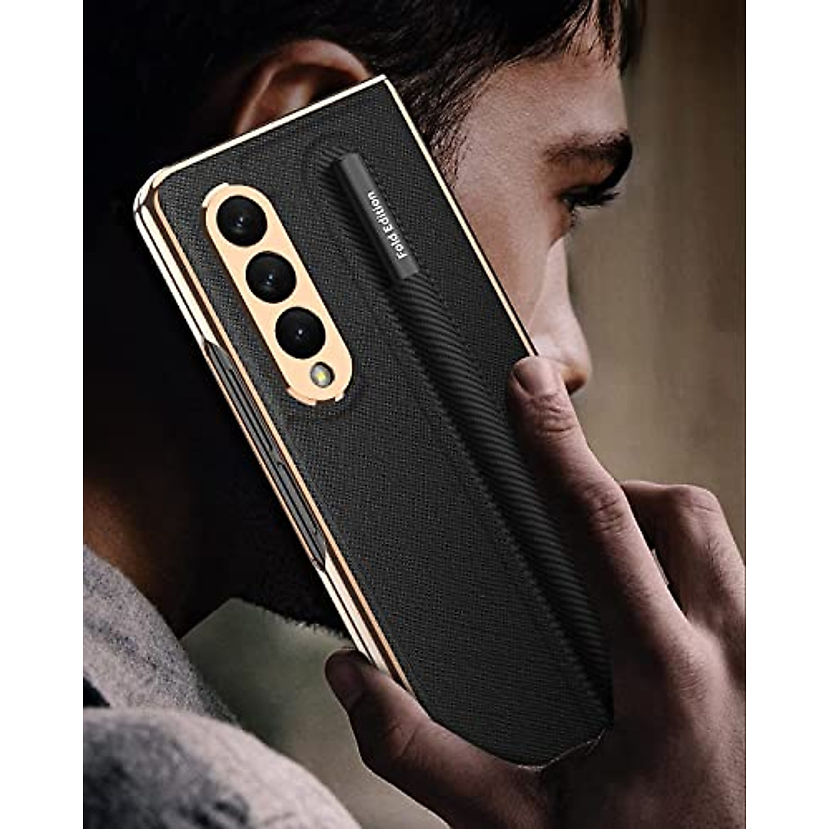 Gross Grain Case for Samsung Galaxy Z Fold 3 5G 2021 Plating Luxury Ultra Slim Hybrid with S Pen Slot Cover Anti-Fingerprint Dustproof Shockproof Compatible with Samsung Galaxy Z Fold 3(Purple)