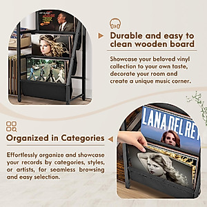 Record Player Stand with Vinyl Storage, Record Player Table with Vinyl Record Storage Holds 220 Albums, Turntable Stand with Record Holder Vinyl Display Shelf, Record Player Cabinet for Living Room