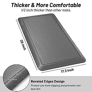 Zenovaire Anti Fatigue Mats for Kitchen Floor Kitchen Mat Cushioned Mat Grey Kitchen Rug Non Slip Waterproof Memory Foam Ergonomic Comfort Rug Standing Desk Mat for Floor Office Sink Laundry, 17"X 28"