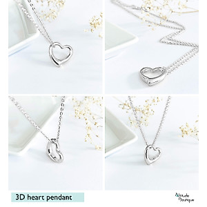 Altitude Boutique 18kt Open Heart Necklace For Women | Silver Plated Necklace | Lightweight, Hypoallergenic, Waterproof Chain (Silver)