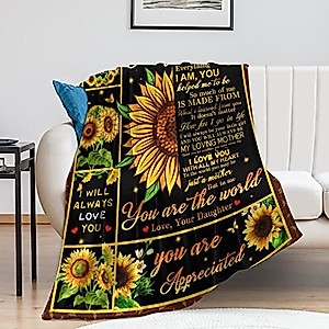 Gifts for Mom Blanket from Daughter, Great Mom Gifts for Mothers Day Throw Blanket, Birthday Gifts for New Mom Throw Sunflowers Blanket for Couch Bedroom 50x60