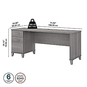 Bush Furniture Somerset 72W Office Desk with Drawers in Platinum Gray