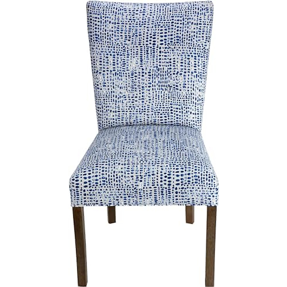 Sole Designs Julia Collection Contemporary Dining Room Chairs, Sediment Print Fabric Upholstered Parsons Seat with Button Tufted Backrest, Set of 2, Set of 2, Blue