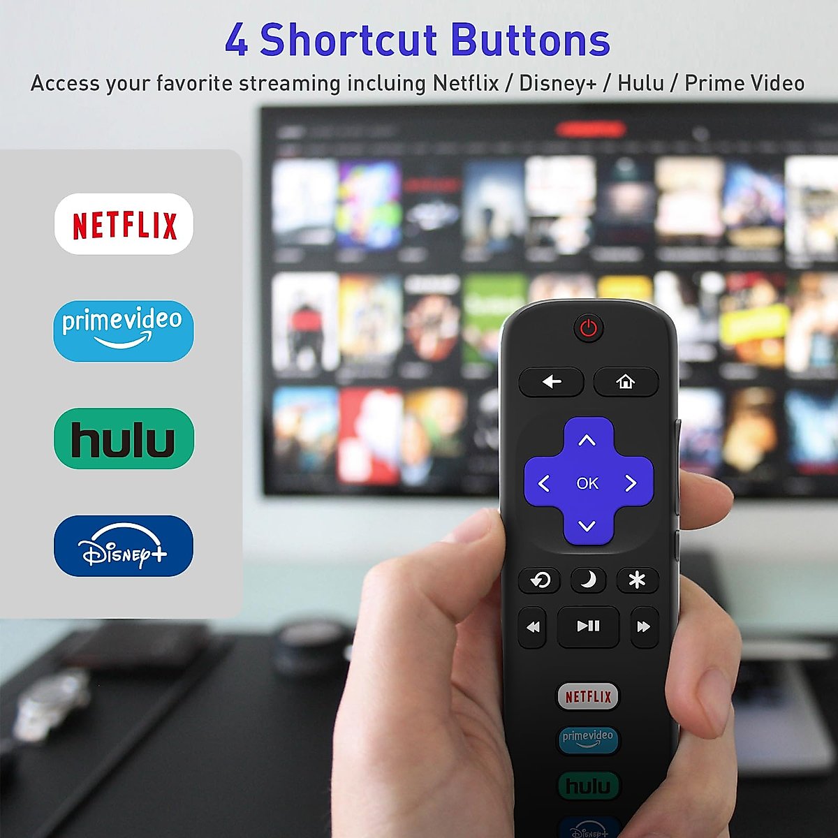 【Pack of 2】 Replacement Remote Control for Roku TV, Compatible for TCL/Hisense/Onn/Sharp/Insignia/Element/Philips Roku Series Smart TVs (Not for Roku Stick and Box)