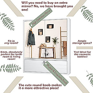 GLACER Wall Mounted Storage Cabinet, Bathroom Medicine Cabinet with Double Mirrored Doors and Adjustable Shelf, Ideal for Bathroom, Living Room, Cloakroom, 21.5 x 5.5 x 24.5 inches (White)