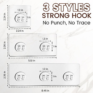 Boeetech Shower Caddy Adhesive for Replacement, Adhesive Hook Transparent Replacement Hook Wall Hooks, Strong Hanging Hooks Shower Shelves Stickers Hooks for Shower Caddy (12 PC)