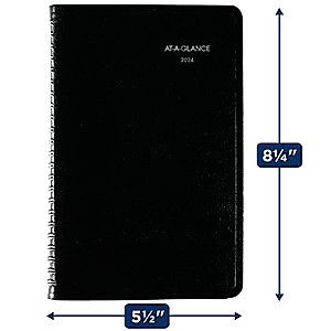 AT-A-GLANCE 2024 Weekly Appointment Book & Planner, DayMinder, 5" x 8", Small, Spiral Bound, Black (G2000024)