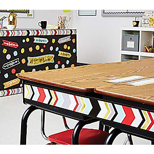 Carson Dellosa Modern Chevron Bulletin Board Borders, 36 Feet of Straight Chevron Classroom Borders for Bulletin Board, White Board, Cork Board, Locker, Classroom Decor, and Modern Office Decor