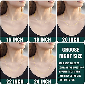 Fiusem Gold Chain for Women, 1.2mm Necklace Chain 18K Gold Plated Box Chain Necklace for Women, Thin Stainless Steel Chain Womens Chain 18 Inch