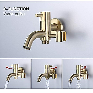 MINJING Bidet Faucet, Single Cold Toilet Hand Held Bidet Sprayer, Brushed Gold Solid Brass Douche Kit, Stainless Steel,A Set