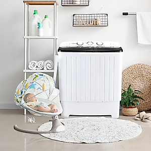 Outspurge Portable Washing Machine, 20lbs Large Capacity Washer and Dryer Combo, Washer(12lbs) & Spiner(8lbs), for RV Camping,Apartment, Dormitory, Home, Black