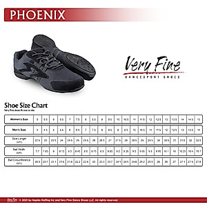 Very Fine Phoenix Unisex for Men and Women Black Dance Sneakers for Teaching, Practice, Jazz, Ballroom, Latin, Dance Exercise Womens M US 7