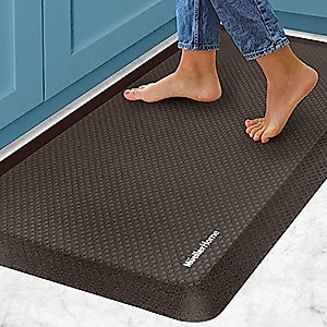 Mueller Kitchen Mats for Floor 3/4" Thick, Waterproof 20"x35" Non Slip Anti Fatigue Mats for Kitchen Floor, Heavy Duty PVC Ergonomic Foam Mat Anti Fatigue Mat Standing Desk Office, Brown