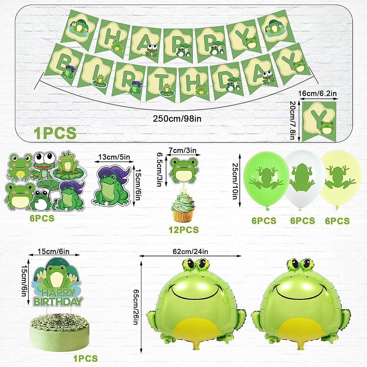 KEFAN Frog Birthday Party Supplies, Frog Birthday Party Decorations, Frog Themed Party Supplies Decor with Happy Birthday Banner, Cake Toppers, Balloons for Boys Girls Birthday Party1st Baby Shower