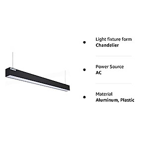 4FT Dimmable LED Linear Light Fixture with Plug,45W LED Office Light 0-10V Dimmable,LED Hanging Lights 4800 Lumens 5000K Daywhite,1.2m Mount Ceiling Light Fixtures for Workshop Market ETL 100-277V