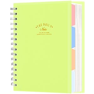 CAGIE Spiral Notebook College Ruled - 5 Subject Spiral Notebook with Tabs Dividers, 300 Pages A5 Small Spiral Notebook 5x7, Hardcover 5 Subject College Ruled Spiral Notebook for School Note Taking