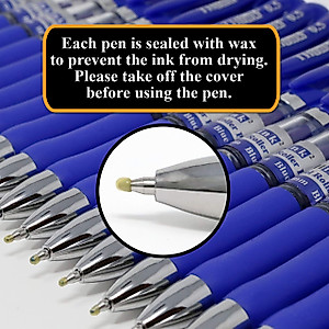 THINK2MASTER [24 Pens - Blue Ink] Think2 Retractable Gel Pens. (24 Blue) Fine Point (0.5mm) Rollerball Pens with Comfort Grip.