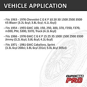 ClutchMaxPRO Performance Stage 2 Clutch Kit Compatible with 1954-1981 Chevy GMC C G K P 10 20 30 1500 2500 3500 15 25 35 1000 K5 Blazer Jimmy Pickup V6 3.2L 3.8L 4.1L (CP04022HD-ST2)
