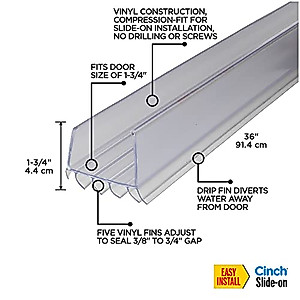 M-D Building Products 43338 36 in. Clear Vinyl U-Shape Cinch Slide-On Under Door Seal