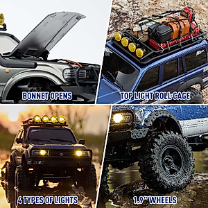 EAZYRC FMS Fcx18 1/18 Land Cruiser 80 Toyota RC Rock Crawler RTR 4x4 Off-Road Waterproof Hobby Grade RC Trucks All Terrains for Adults with 2.4Ghz Radio,Battery (Blue)