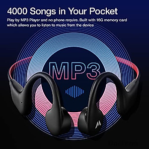 Hostena Bone Conduction Headphones with MP3 Player 16G Built-in Memory, Wireless Bluetooth Open Ear Headphones Magnetic Charging, IP67 Waterproof for Sports,Podcast and Workouts