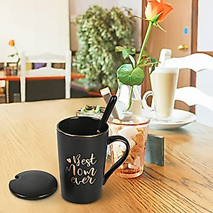 Gifts for Mom - Best Mom Ever Coffee Mug - Best Mom Mother Gifts - Mothers Day Christmas Gift from Daughter Son - Women Mom Gifts for Mom Mother - Mom Mug Cup 14Oz with Gift Box Packing Spoon Black