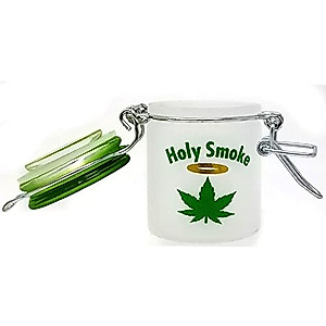 Airtight Glass Herb Mini Stash Jar with Clamping Lid in Choice of Design (Holy Smoke)