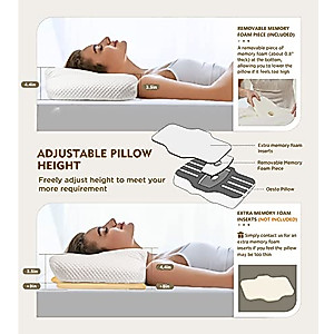 Osteo Cervical Pillow for Neck Pain Relief, Hollow Design Odorless Memory Foam Adjustable Orthopedic Bed Pillows with Cooling Case for Sleeping, Contour Support for Side Back Stomach Sleepers