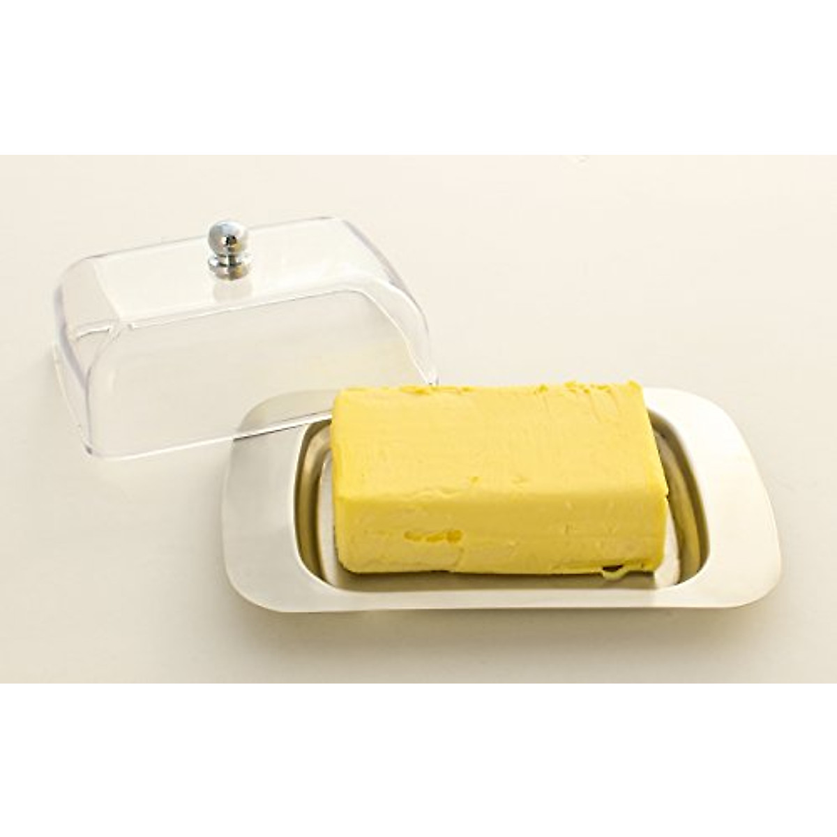 Zoie + Chloe Stainless Steel Butter Dish with Easy to Hold Lid
