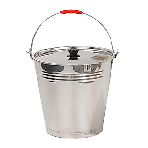 Tofficu Stainless Steel Milk Bucket with Lid Handle, Milk Pail Bucket Milk Can Tote Jug Ranch Milking Bucket Livestock Care Supplies 22CM