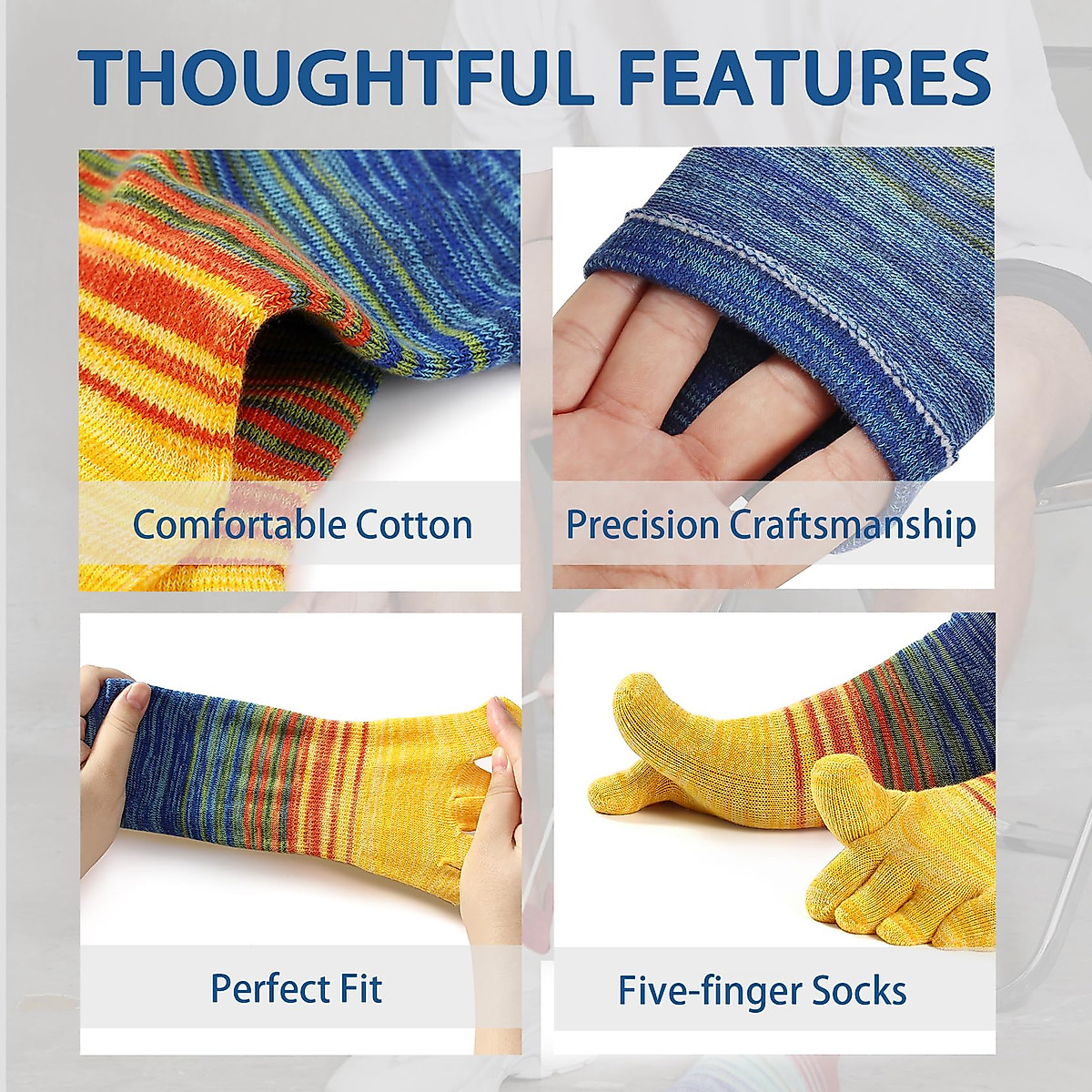 TikMox Crew Toe Sock, Cotton Ankle sock, Arch Support, Running Five-Toe Design for Sports Enthusiasts for Men & Women(3pairs)