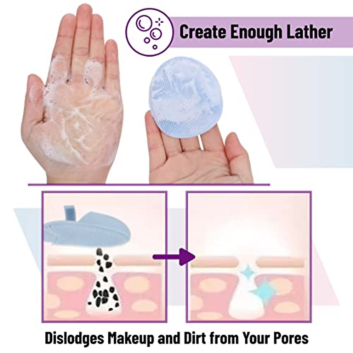 Slick- Silicone Facial Cleansing Brush, 4 Pack, Silicone Face Scrubber, Face Brush, Face Scrubber Exfoliator, Face Cleansing Brush, Exfoliating Brush, Face Wash Brush, Silicone Face Brush