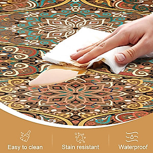 Boho Kitchen Rugs and Mats Sets 2 Cushioned Anti-Fatigue Kitchen Floor Mat Bohemian Retro Style PVC Non-Skid Waterproof Comfort Standing Memory Foam Mat for Sink, Laundry ,17.3" x28" + 17.3" x 47