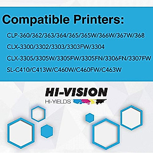 HI-Vision® Replacement for Toner Cartridge CLT-K406S CLT-C406S CLT-Y406S CLT-M406S (1 Black, 1 Cyan, 1 Yellow, 1 Magenta, 4-Pack) Works with CLP-365W, CLX-3305FW, CLX-3305W