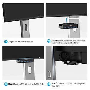 ORICO USB 3.0 Clamp Hub, Aluminum 4-Port USB Hub 3.0 with Extra Power Supply Port and 4.92 FT USB Data Cable, Desktop Powered USB Hub for imac/Laptop/PC (Black)