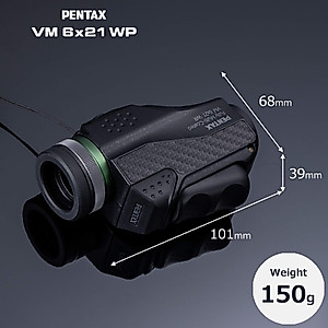 PENTAX Monocular VM 6x21 WP Easy to use with just one hand.Universal design that is ergonomically easy to operate. Bright and clear view with high contrast and excellent optical performance.Waterproof