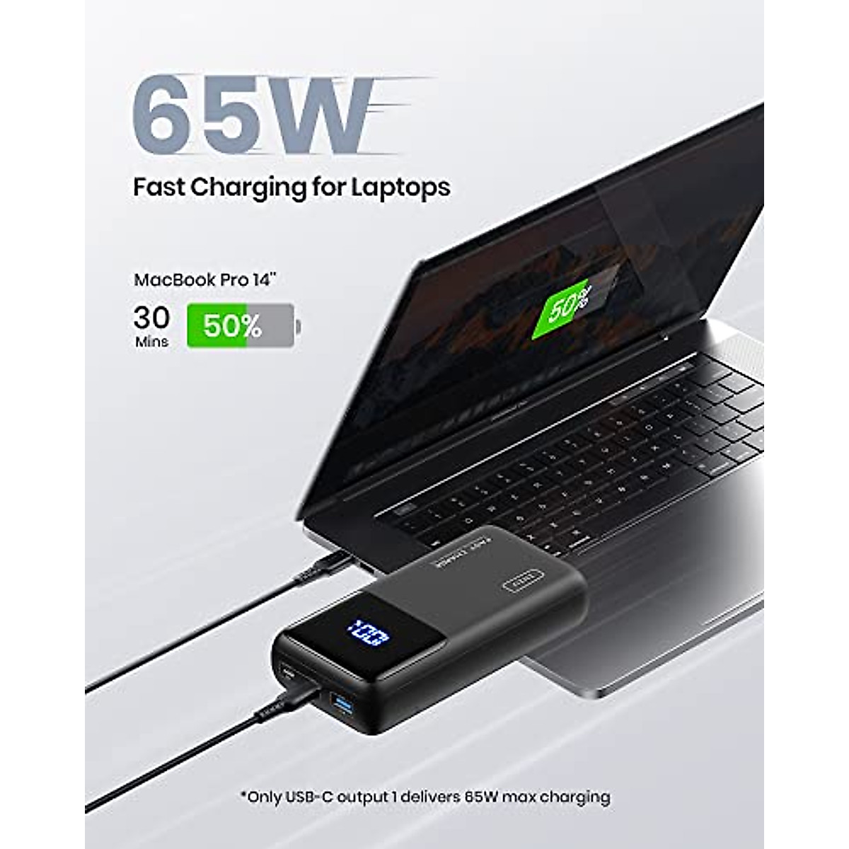 INIU Power Bank, 25000mAh 65W USB C Laptop Portable Charger, PD QC Fast Charging 3-Output External Battery Pack for Laptop MacBook Dell XPS iPad Tablet Steam Deck iPhone 14 13 Samsung S22 Google, etc